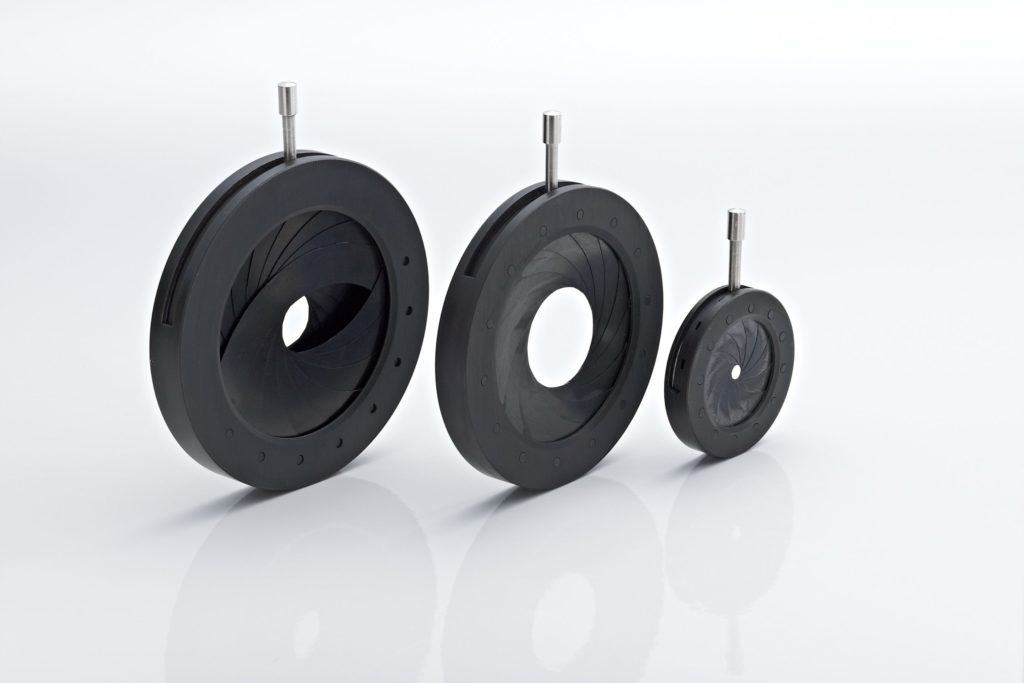 Iris diaphragms sprung steel leaf optical apertures | Knight Optical